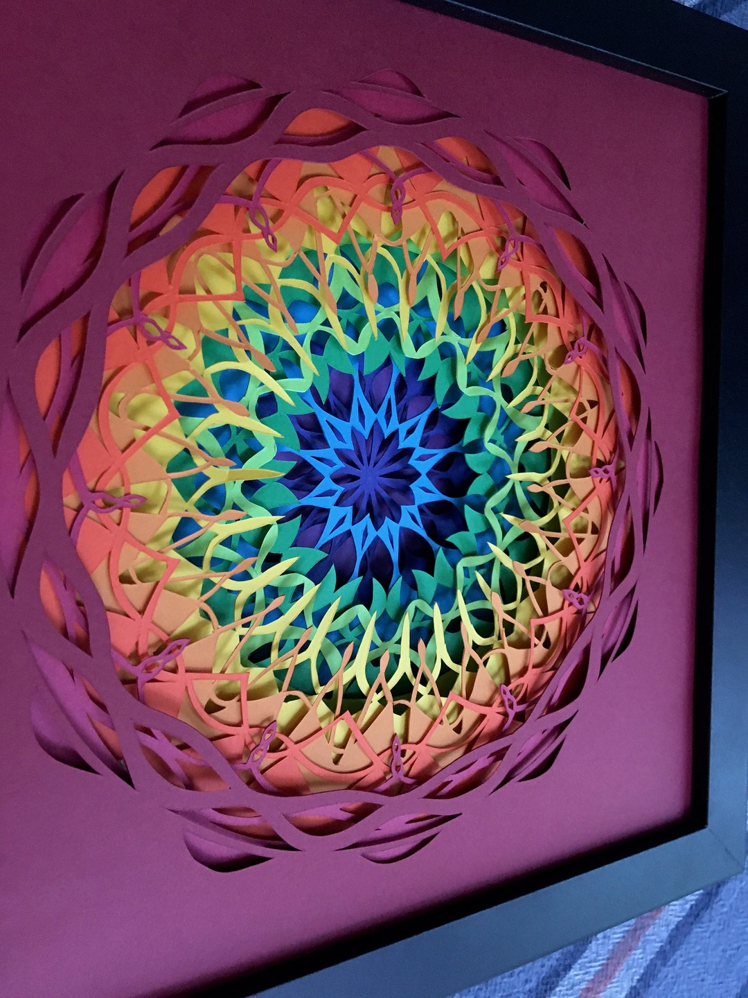 Rainbow Hand-cut Paper Mandala Shadowbox (alien Heart Series) - Etsy