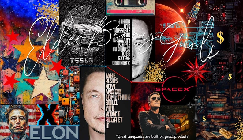 Elon Musk Collage Background Digital Image for Desktop & Laptop Screens ...