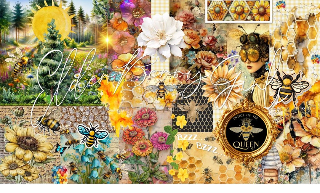 Bees Collage Background Digital Image for Desktop & Laptop Screens - Etsy