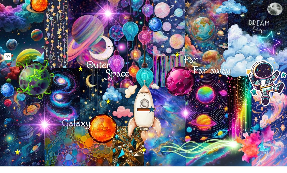Outer Space Digital Download Clipart Collage Image - Etsy