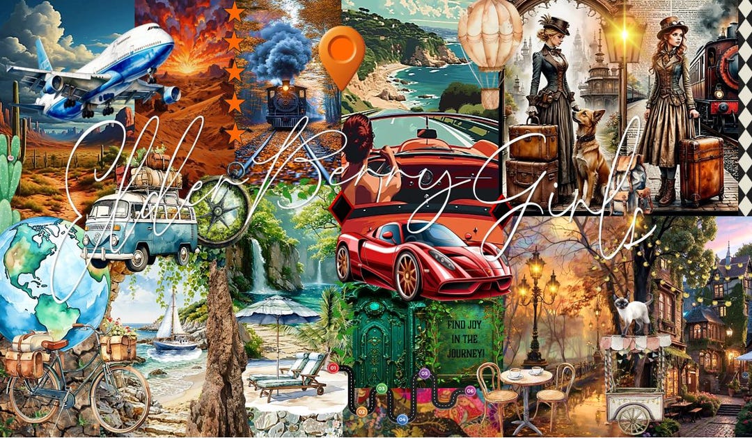 Travel Collage Background Digital Image for Desktop & Laptop Screens - Etsy
