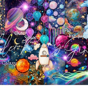 Outer Space Digital Download Clipart Collage Image - Etsy