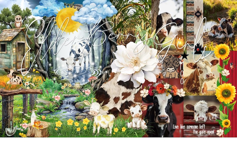 Cows Collage Background Digital Image for Desktop & Laptop Screens - Etsy
