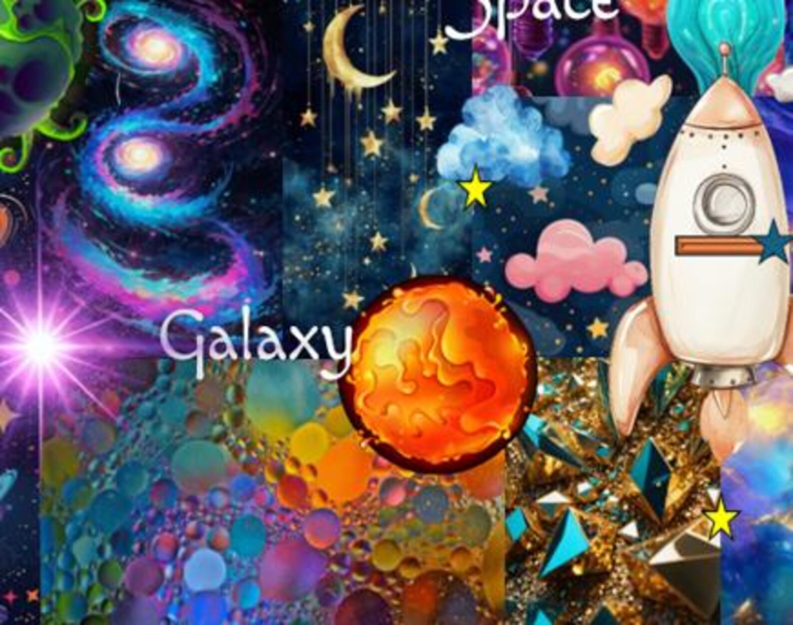 Outer Space Digital Download Clipart Collage Image - Etsy