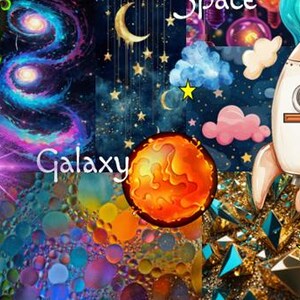 Outer Space Digital Download Clipart Collage Image - Etsy