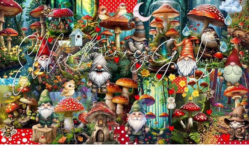 Gnomes Collage Background Digital Image for Desktop & Laptop Screens - Etsy