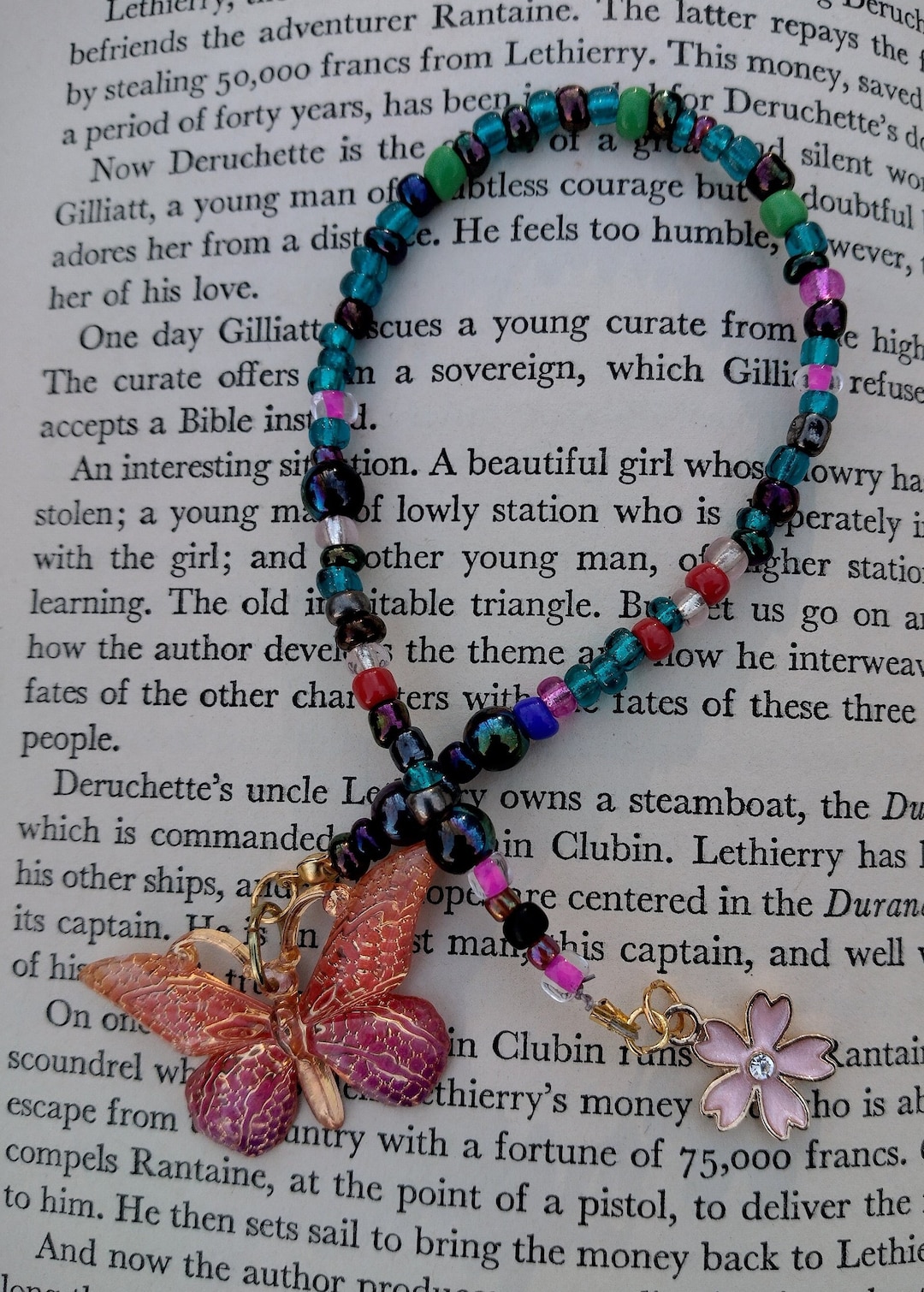 Beaded Bookmark for Book Lovers, Thong Bookmark With Butterfly and ...