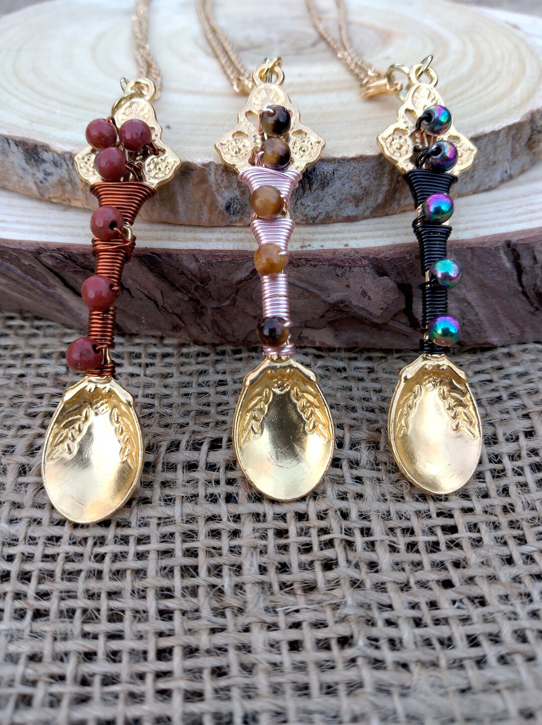 Gothic Mini Pendant Spoon Necklace, Hand Wire Wrapped Teaspoon for ...