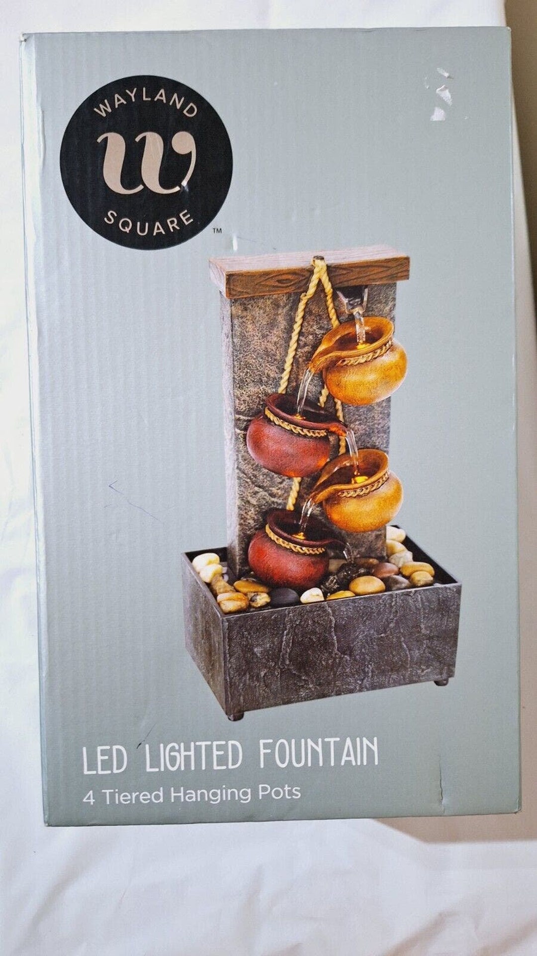 Wayland Square LED Lighted Fountain 4 Tiered Hanging Pots NIB - Etsy
