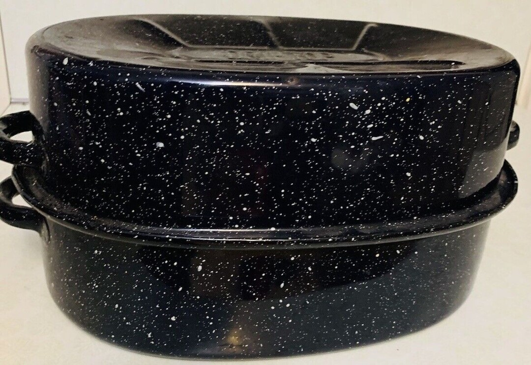 Vintage Oval Enamel Blue Graniteware DRIP TOP Oven Roaster Pan 15.5x10.25 - Etsy