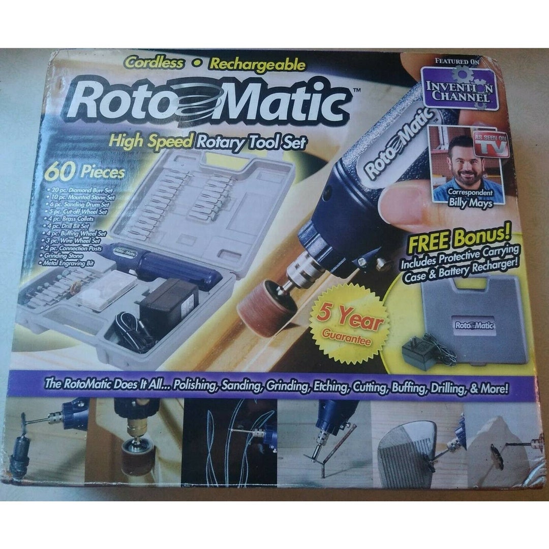 Rare Vintage Roto Matic High Spped Rotary Tool Set 60 Pieces Billy Mays ...