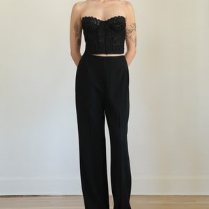 Lace Strapless Bustier 80s 90s Vintage Black Lace Cropped Low Back ...