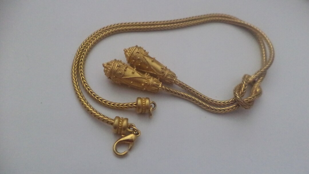 1980s Greek Finial 24K Gold Plated 18 Necklace W/ Herakles Knot ...