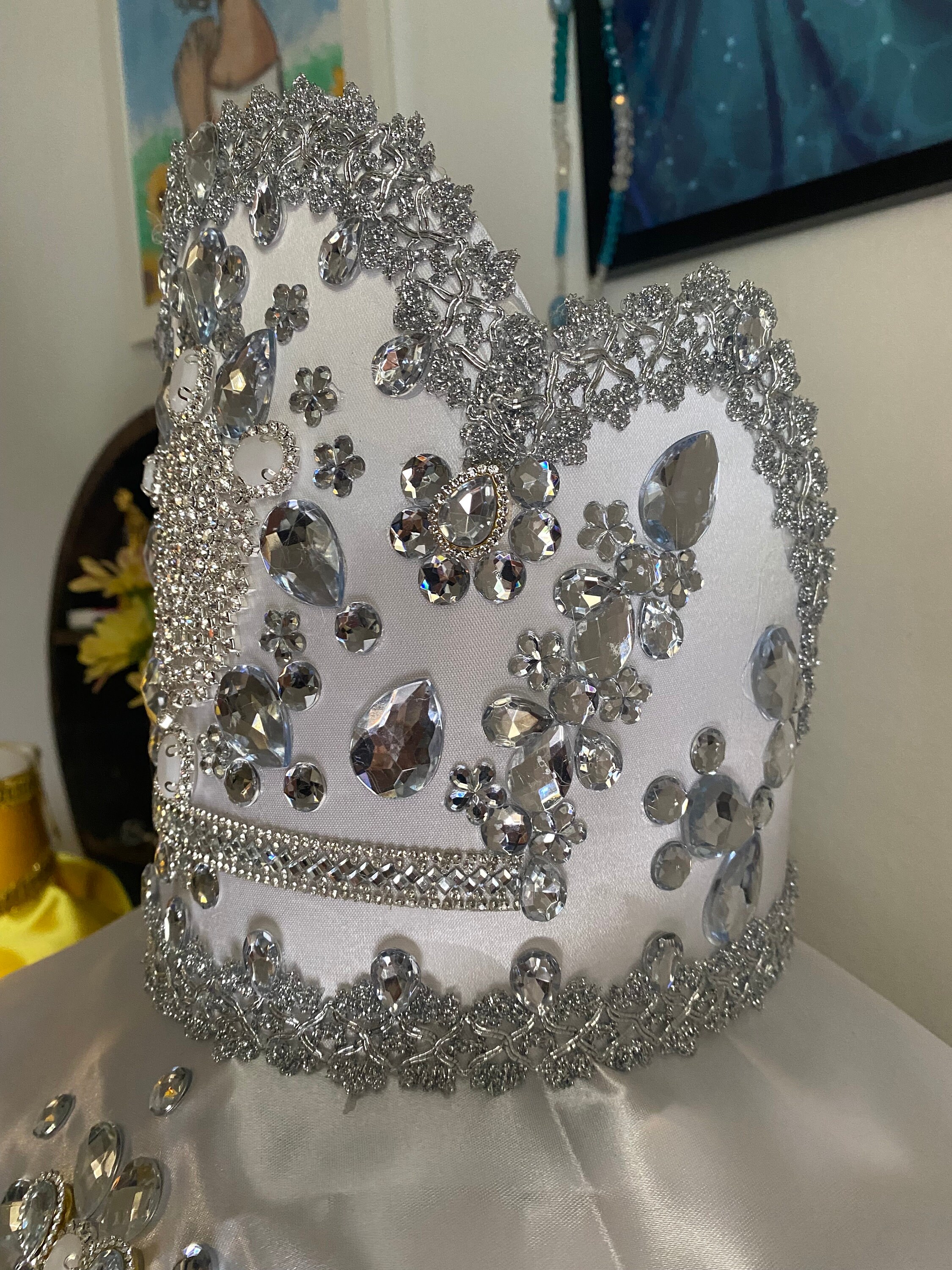 OBATALA Corona De Santo Orishas Crown Santeria Yoruba Decorado Satin ...