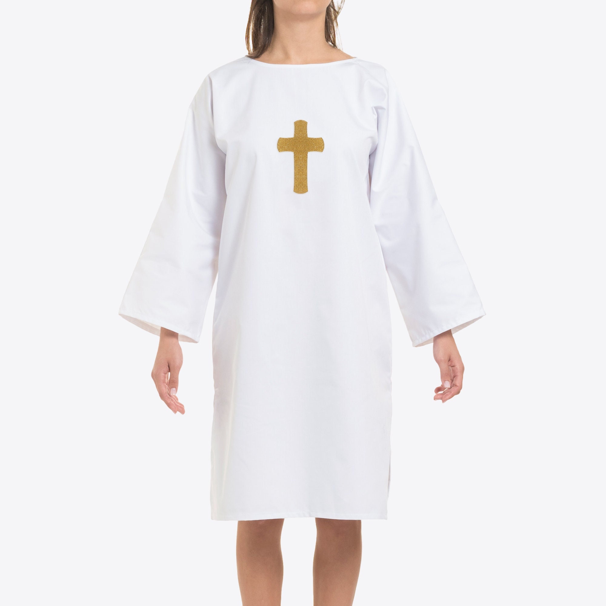 Orthodox Baptism Christening Women's Robe With Embroidered Cross - Etsy
