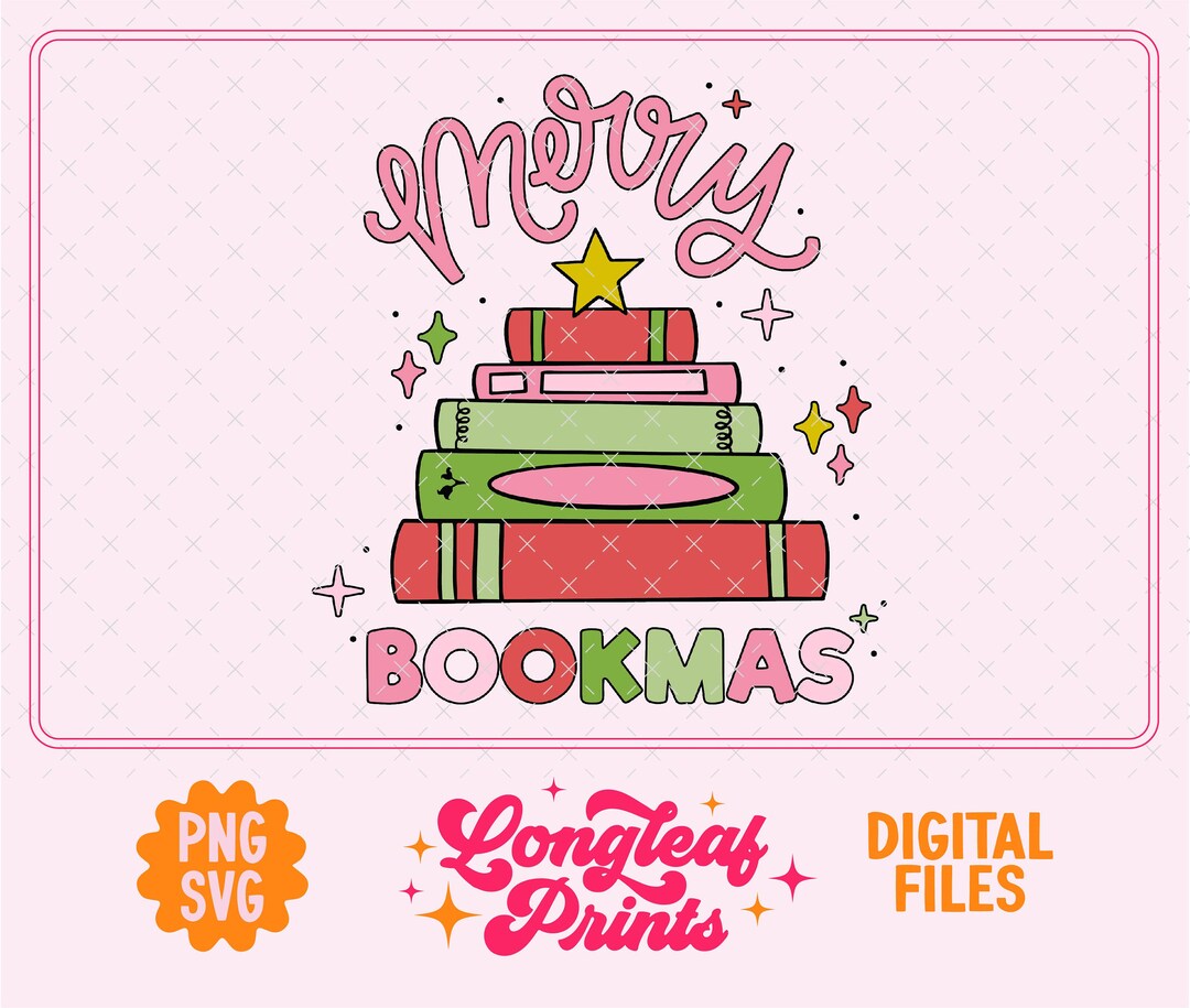 Merry Bookmas Christmas SVG PNG Digital Download Design File - Etsy
