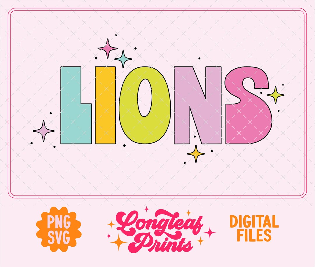 Lions Bubble Cute Mascot SVG PNG Digital Download T-shirt Design File ...