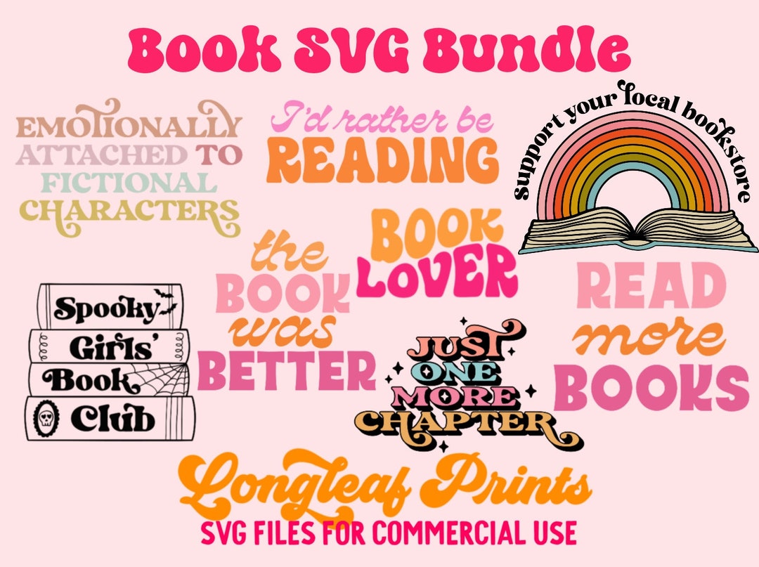 Book SVG Bundle Digital Download Design Files - Etsy