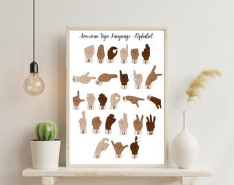 ASL | American Sign Language | Alphabet Poster | Boho - Etsy