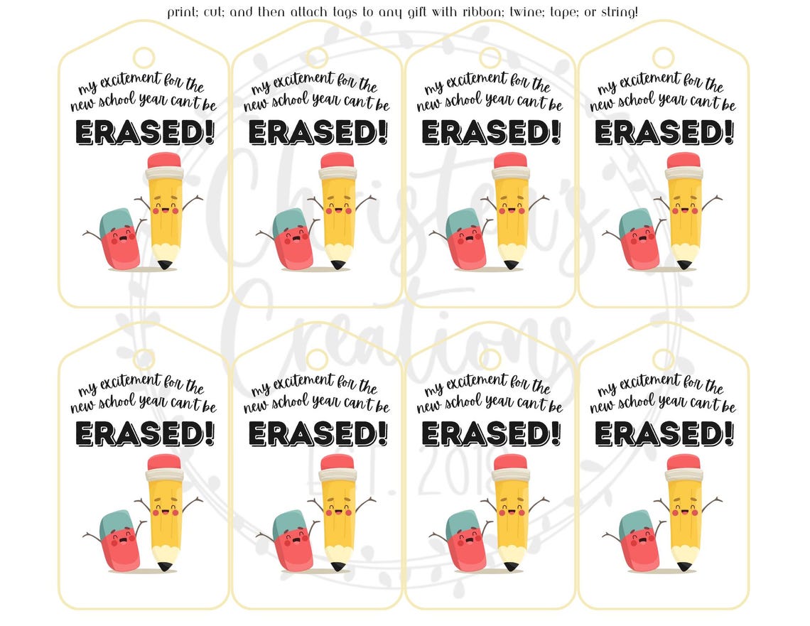 Printable Back to School Gift Tags First Day of School Teacher Gift for ...