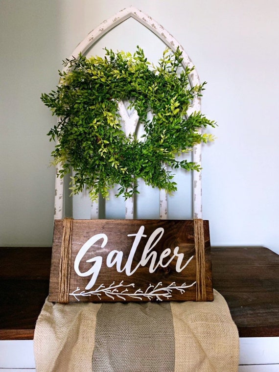 Wooden Gather Sign Farmhouse