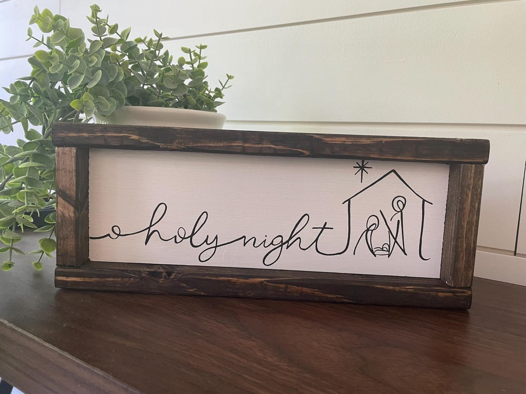 O Holy Night Sign, Christmas Signs, Wood Framed Signs, Christian Wall ...