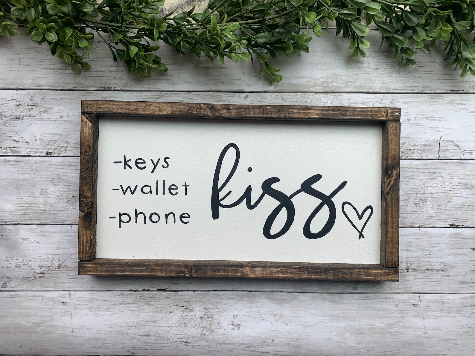 Keys Wallet Phone Kiss Sign, Entryway Sign, Housewarming Gift, Wedding ...