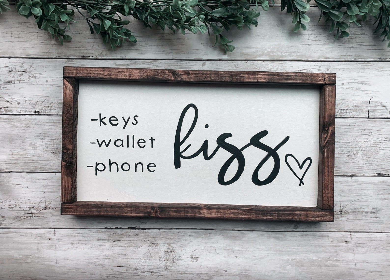 Keys Wallet Phone Kiss Sign, Entryway Sign, Housewarming Gift, Wedding ...