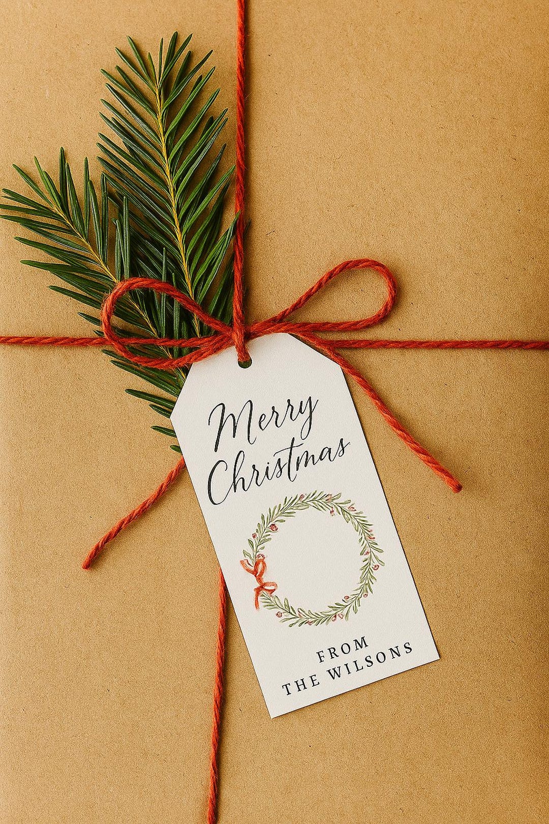 Boxwood Wreath Gift Tags, Personalized Christmas Tags, Printed Holiday ...