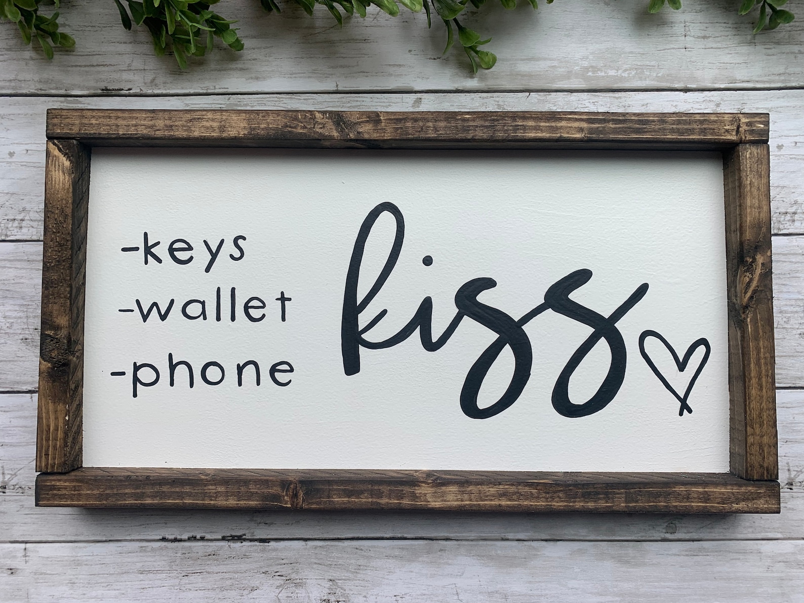 Keys Wallet Phone Kiss Sign, Entryway Sign, Housewarming Gift, Wedding ...