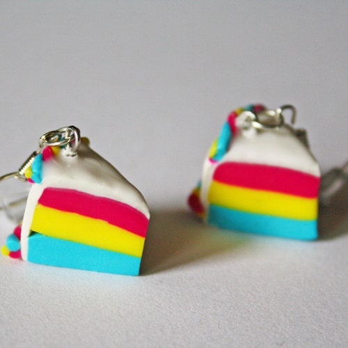 Non Binary Flag Cake Slice Earrings Miniature Food Rainbow - Etsy
