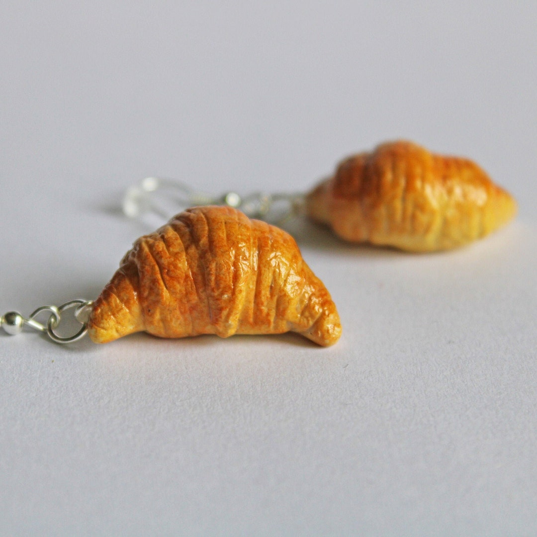 Croissant Earrings: Miniature Polymer Clay Food Jewelry - Etsy
