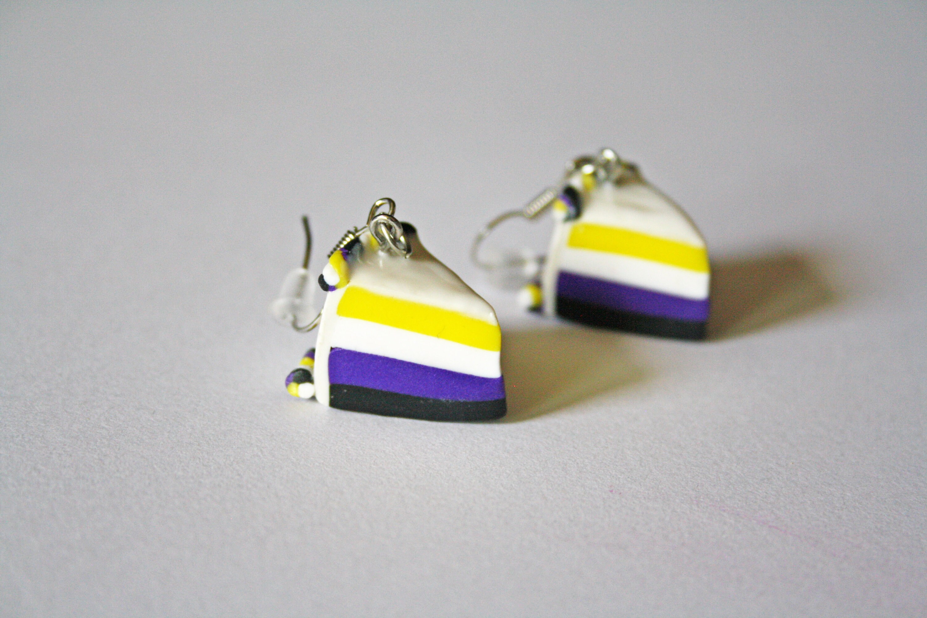 Non Binary Flag Cake Slice Earrings Miniature Food Rainbow - Etsy