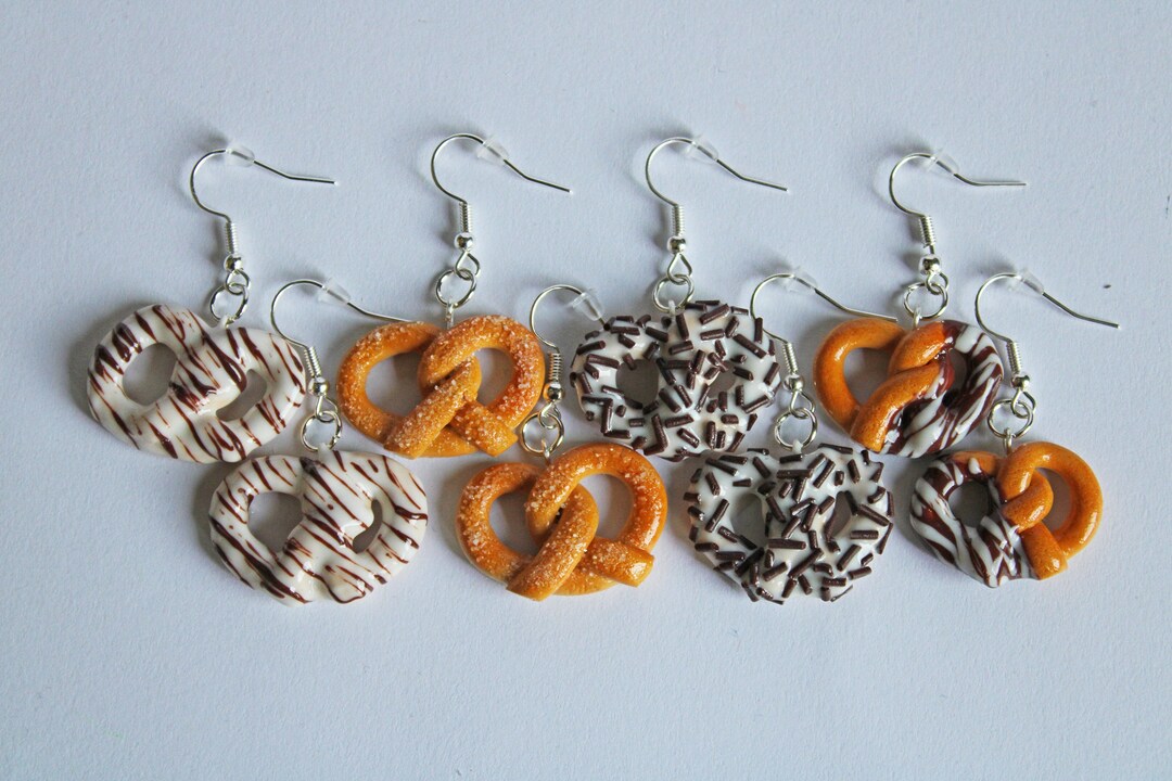 Pretzel Earrings | Artisan Miniature Snack Jewelry | Foodie Gift - Etsy