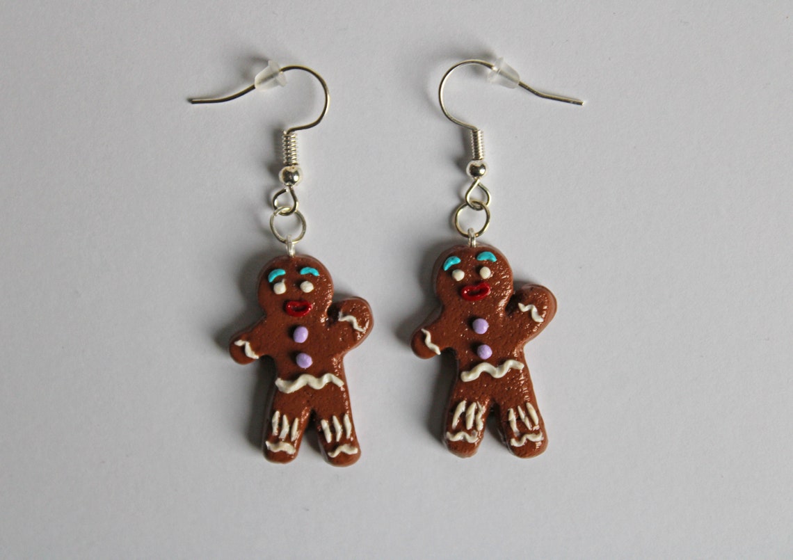 I made some tiny Gingy (from Shrek) earrings from polymer clay😄 : r ...