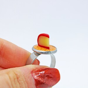 Adjustable Mini Cheese Rings, Cheese Wedge Rings, Polymer Clay Rings ...
