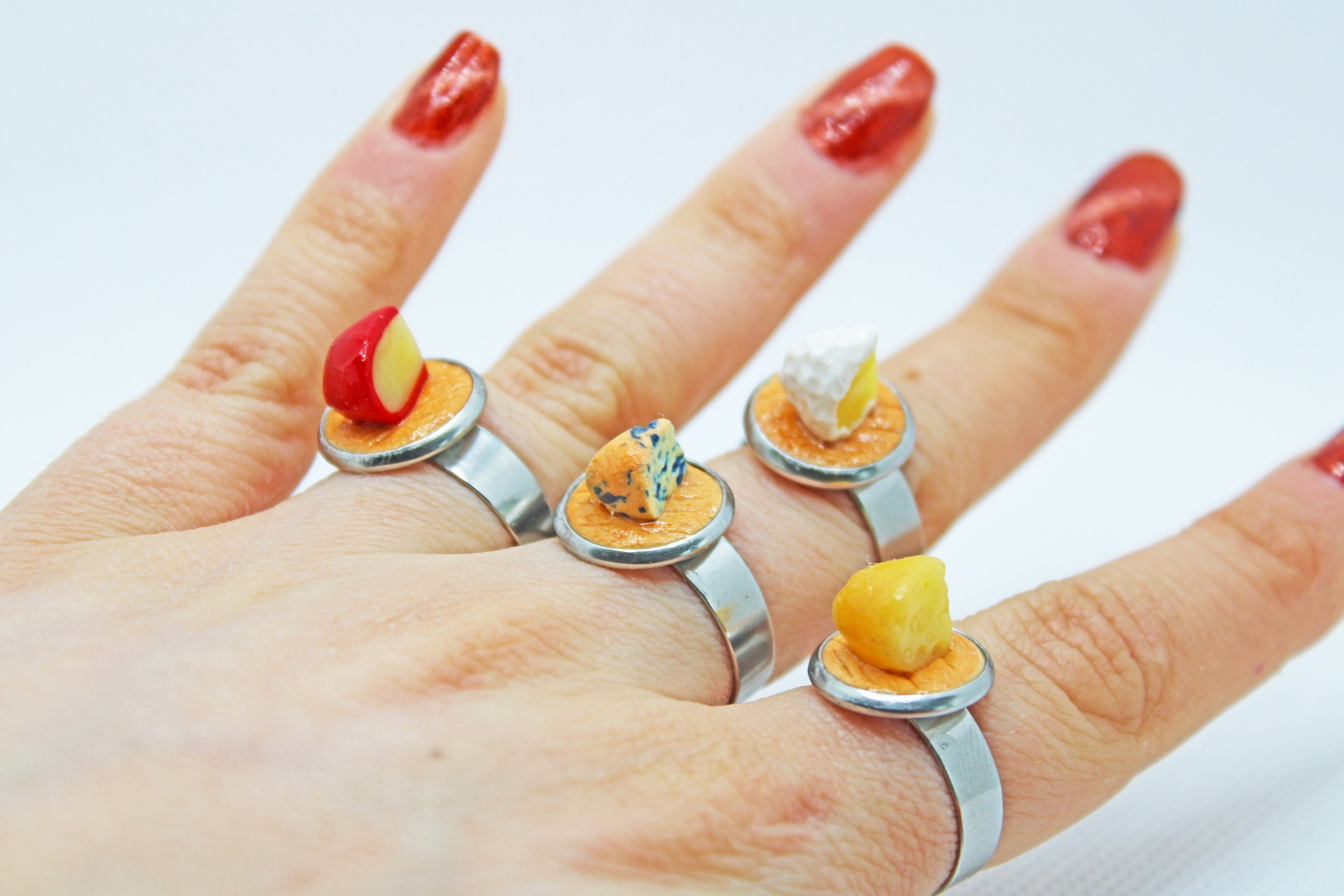 Adjustable Mini Cheese Rings Cheese Wedge Rings Polymer Clay - Etsy