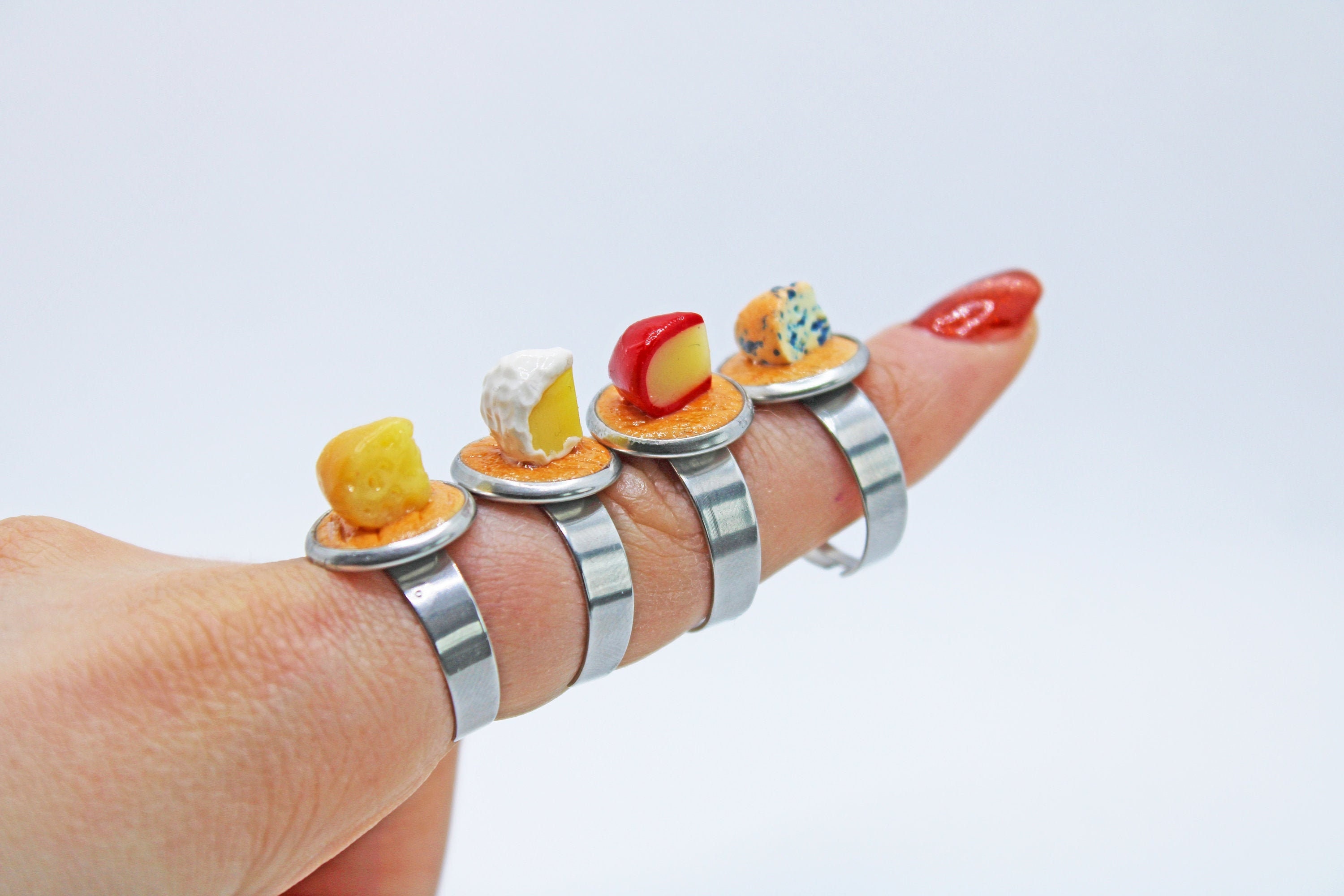 Adjustable Mini Cheese Rings Cheese Wedge Rings Polymer Clay - Etsy