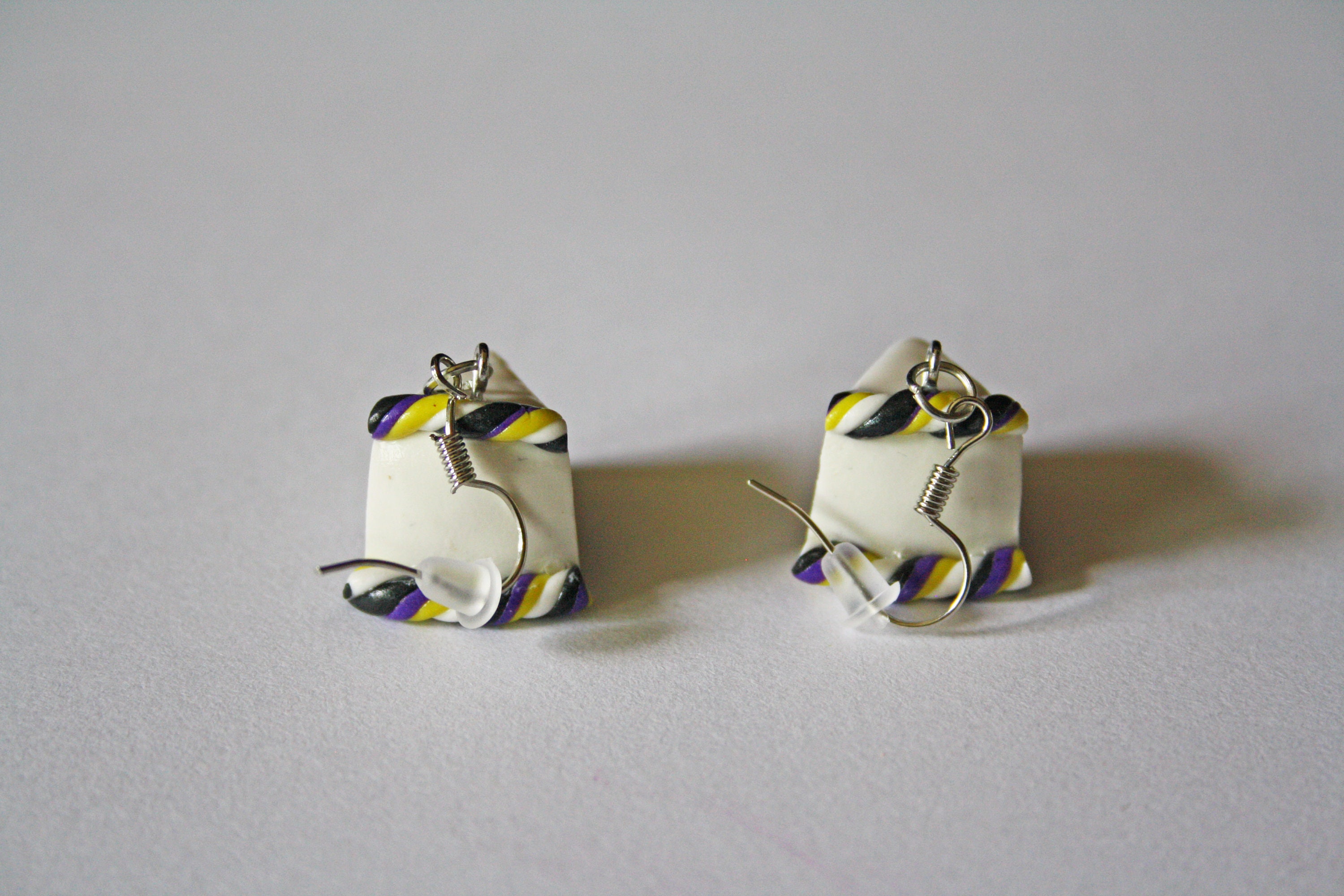 Non Binary Flag Cake Slice Earrings Miniature Food Rainbow - Etsy