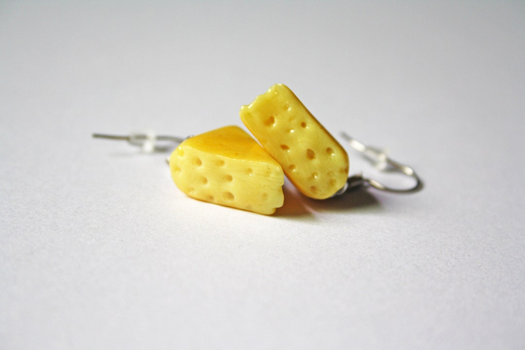 Swiss Cheese Earrings: Handmade Polymer Clay Food Jewelry - Etsy
