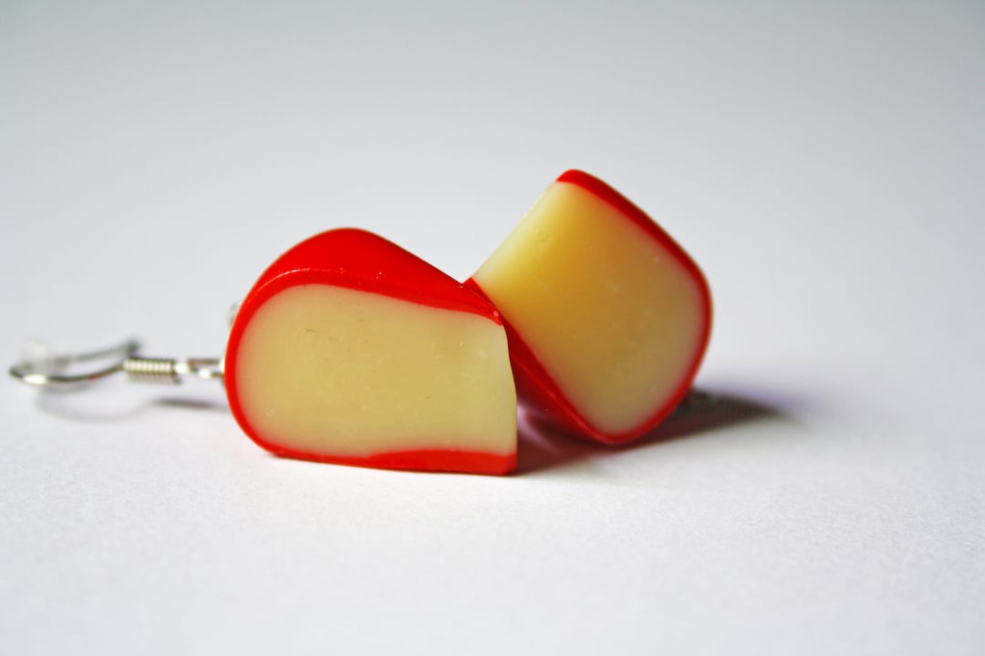 Edam Babybel Cheese Slice Earrings: Polymer Clay Food Jewelry - Etsy