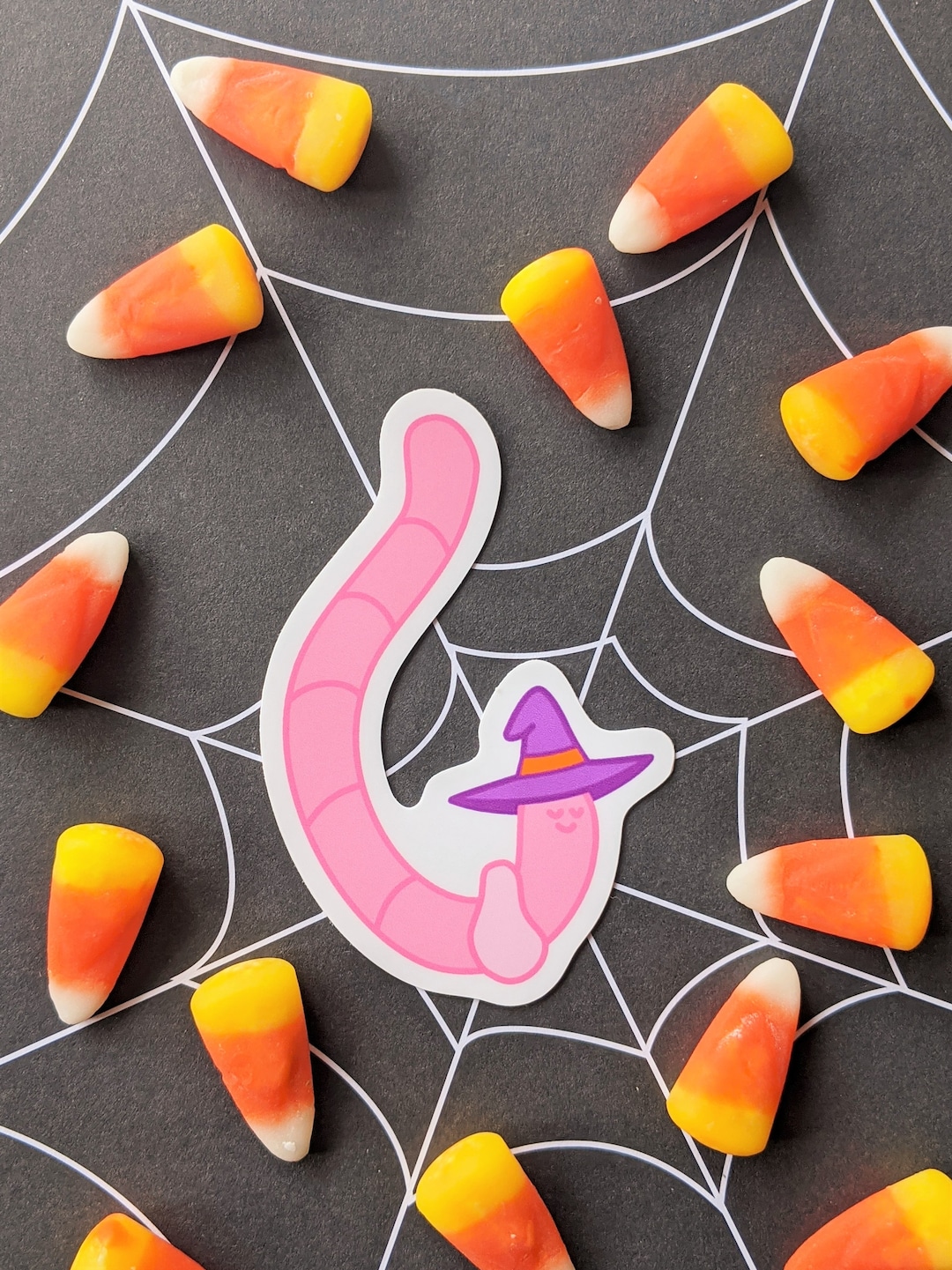 Witchy Worm Sticker - Halloween Die-cut Vinyl Sticker - Etsy