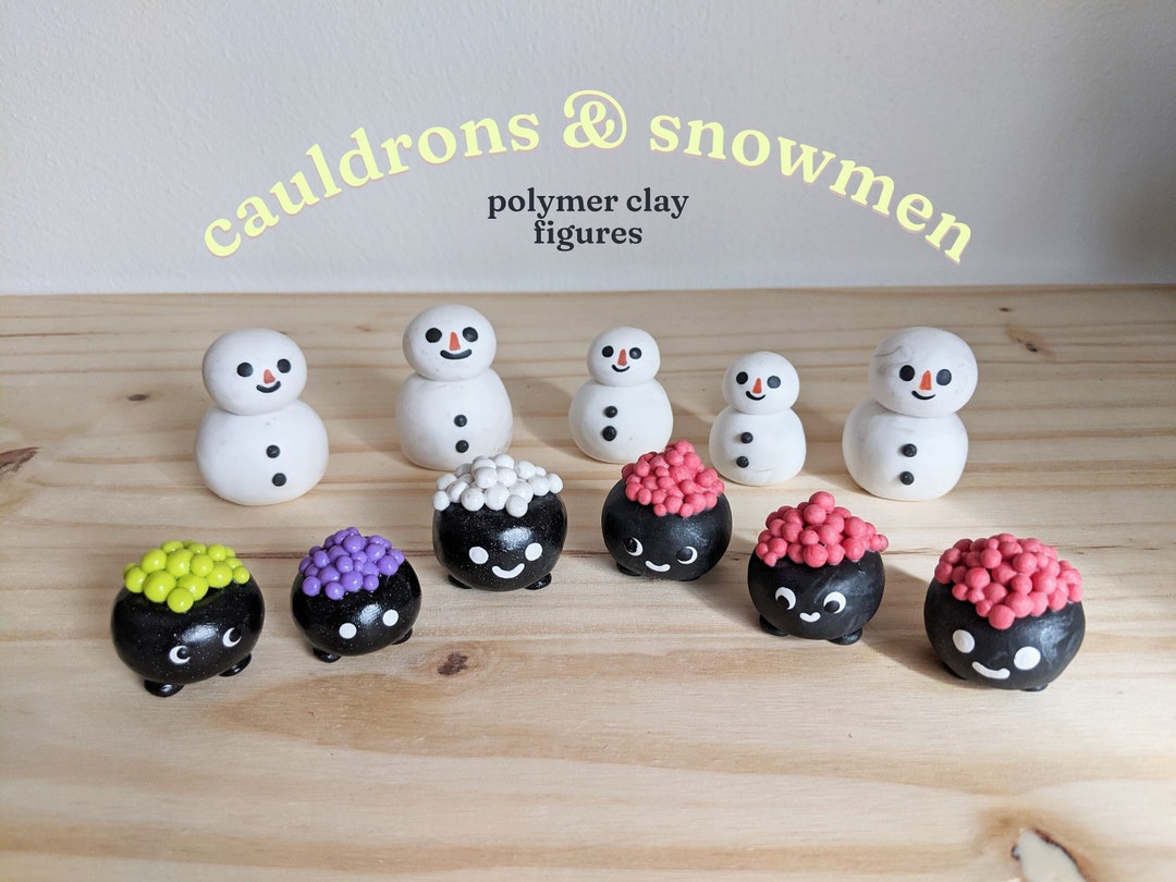 Cauldrons & Snowmen Handmade Mini Polymer Clay Figure Pals - Spooky ...