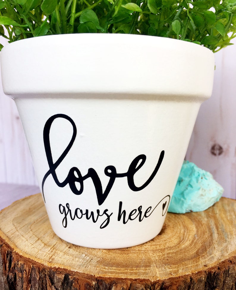 Love Grows Here Flower Pot Cute Pot Planter Pot Plant - Etsy