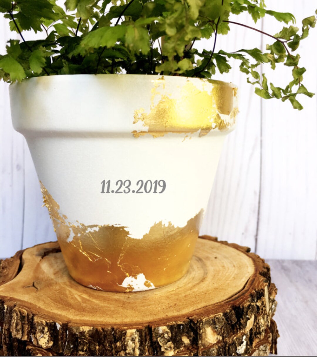 Personalized Wedding Date Gold Pot - Personalized Pot - Cute Flower Pot ...