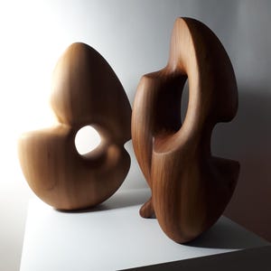 Large Cedar Wood Sculpture - Hand Carved Original Modern Abstract Art ...
