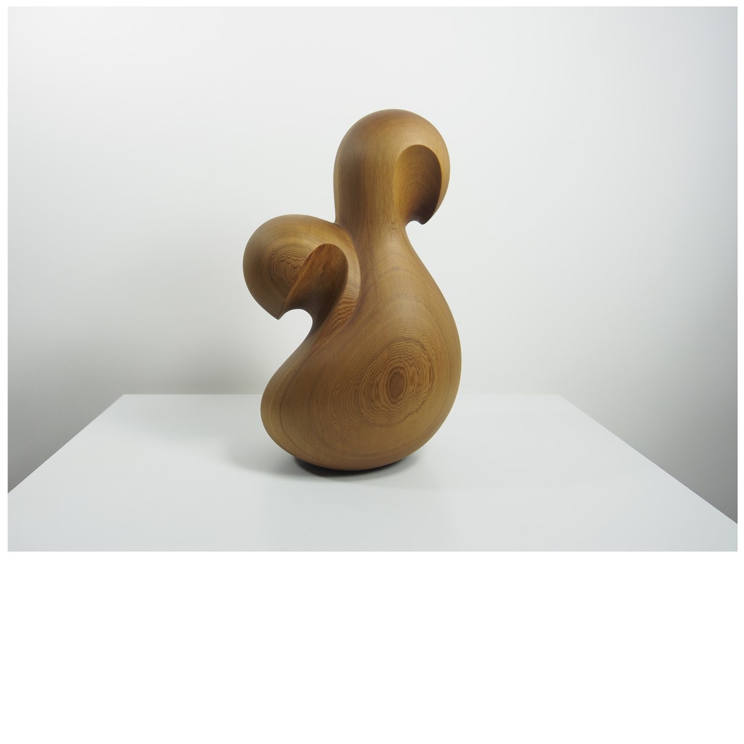 Modern Abstract Wood Sculpture Incipient Dyad No.1 Fine Art Carved in ...