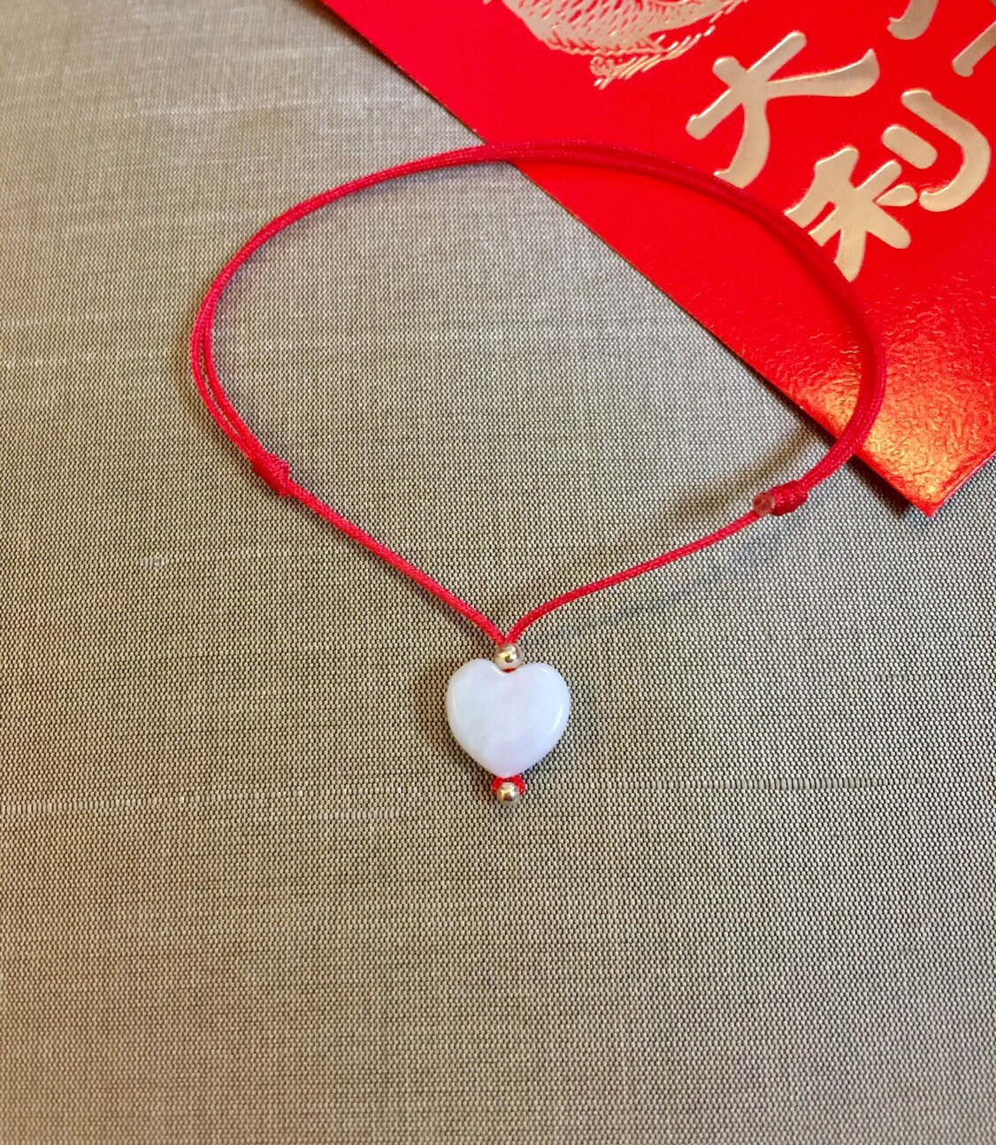 Jade Heart Bracelet Good Luck Red Cord Bracelet Red String - Etsy