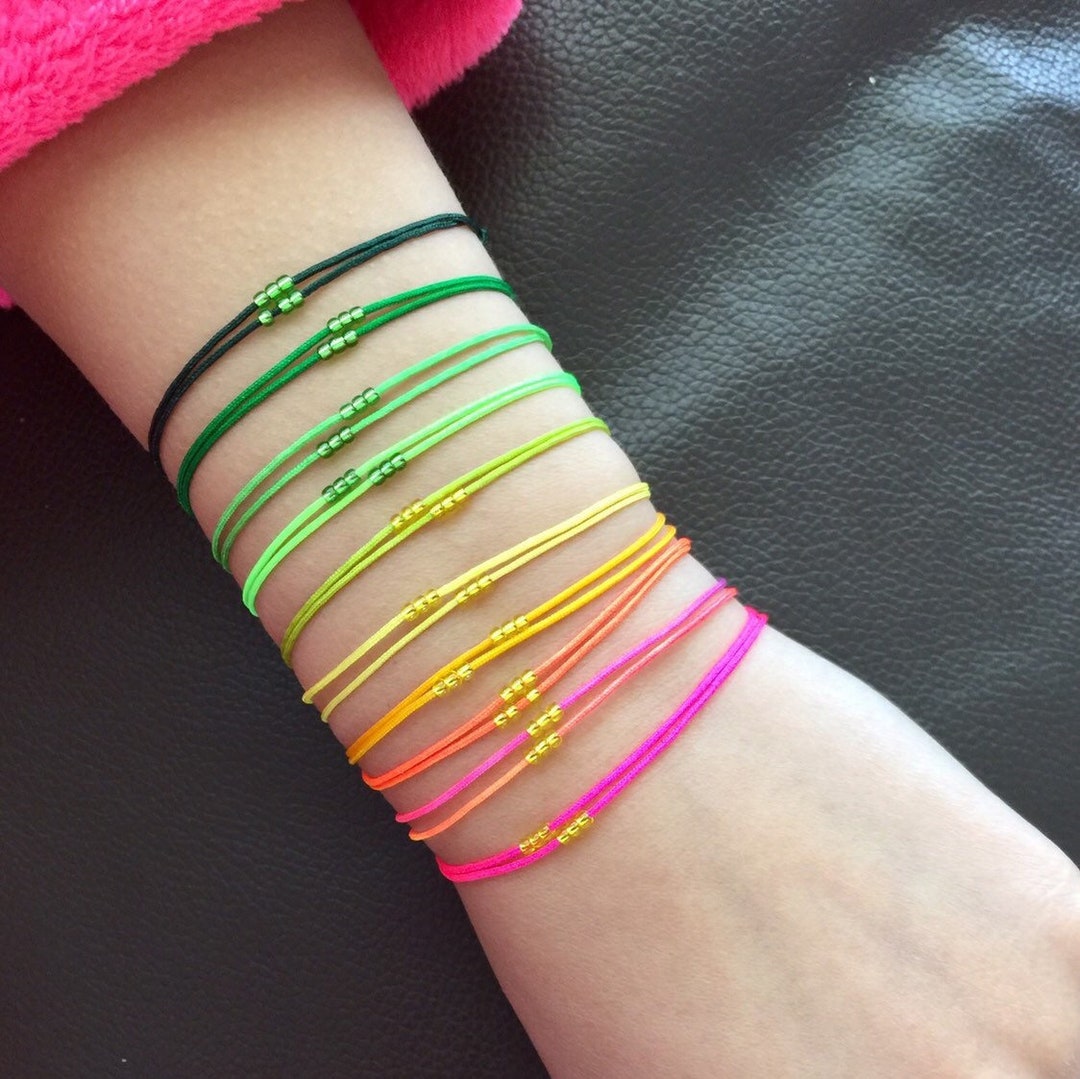 Neon Colors Bracelet, Hot Pink String Bracelet, Waterproof Bracelet ...