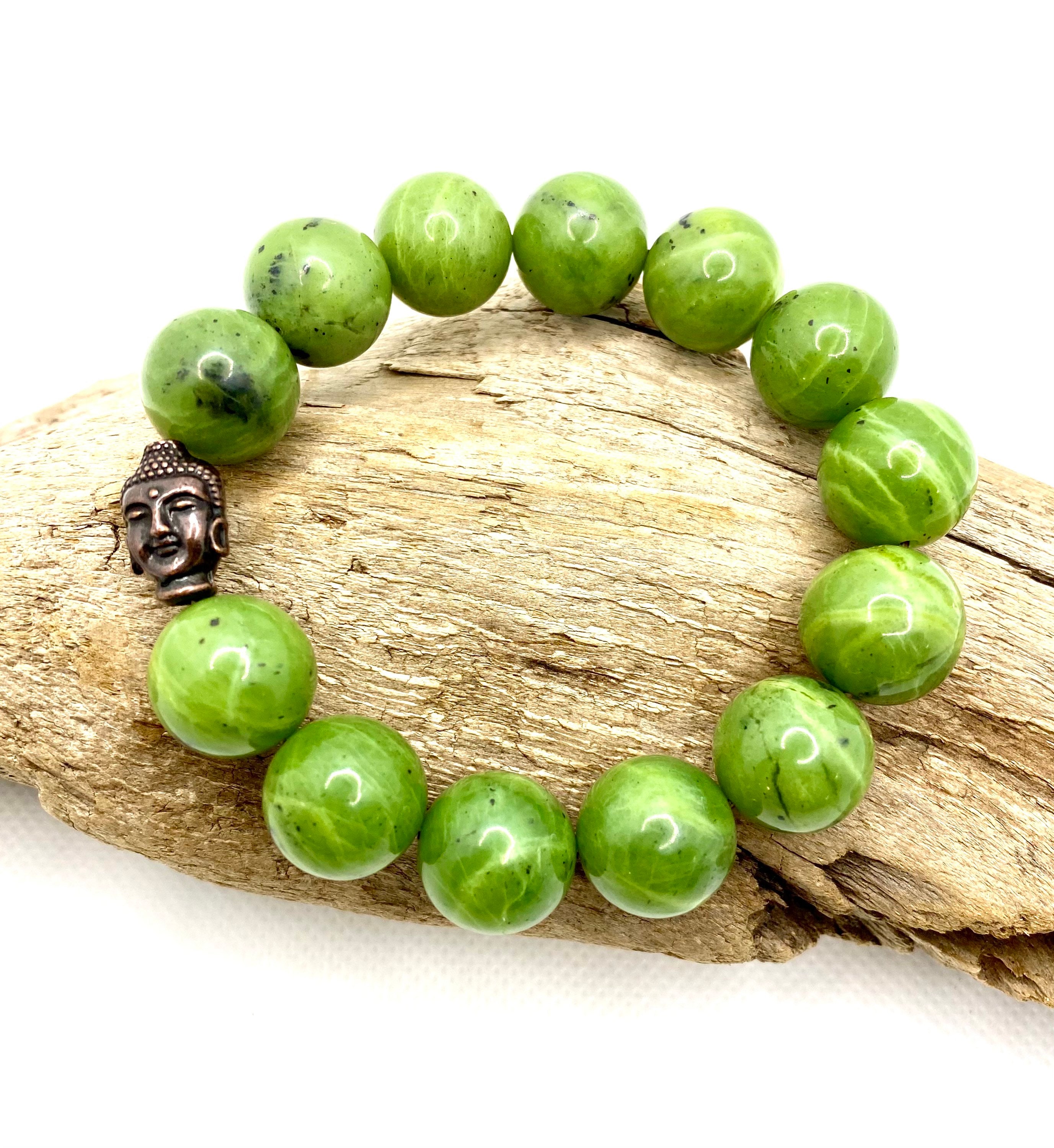 Canadian Nephrite Jade, Olive Green Canadian Jade Bracelet, 14mm ...
